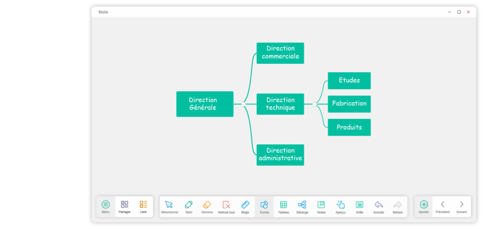Note 2: interactive whiteboard software for an interactive screen